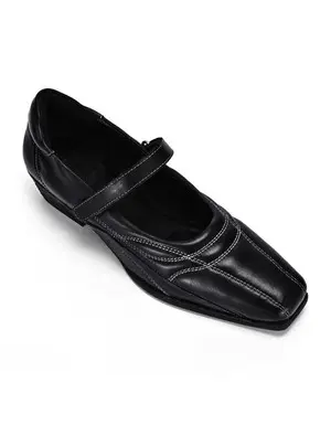 OLD TREND Folk Genuine Leather Mary Jane Heel - Black