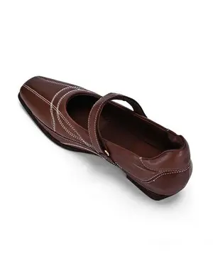 OLD TREND Folk Leather Mary Jane Heel - Coffee