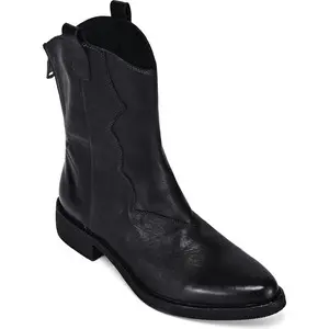 OLD TREND Genuine Leather Western Inspired Mid-shaft Boots - Black