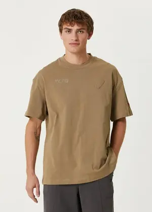 PCFG Cotton Oversized Tee With Emboss Detail - Chino Green