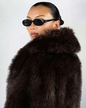 WeWoreWhat Long Faux Fur Jacket