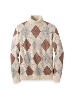 PAUL FREDRICK Long Sleeve Donegal Turtleneck Pullover - Ivory Multi