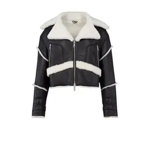 PCFG Fur Trimmed Leather Biker Jacket
