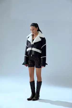 PCFG Fur Trimmed Cropped Leather Jacket
