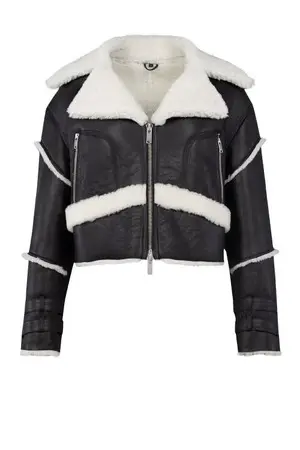 PCFG Fur Trimmed Cropped Leather Jacket