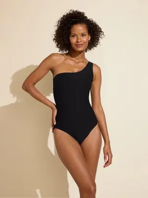 STYLEST Dreamsculpt One-shoulder Swimsuit - Caviar