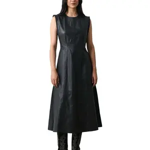 VELEZ Liora Leather A-line Dress
