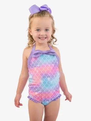 RUFFLEBUTTS Halter Upf 50+ One-piece Swimsuit