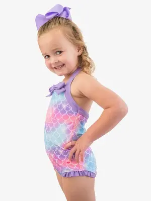 RUFFLEBUTTS Halter Upf 50+ One-piece Swimsuit