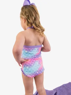 RUFFLEBUTTS Halter Upf 50+ One-piece Swimsuit