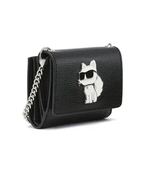 Karl Lagerfeld Paris Embellished Leather Wallet On Chain - White/black 2