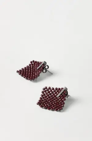 Brunello Cucinelli Hematite And Sterling Silver Beaded Earrings - Red