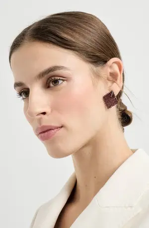 Brunello Cucinelli Hematite And Sterling Silver Beaded Earrings - Red
