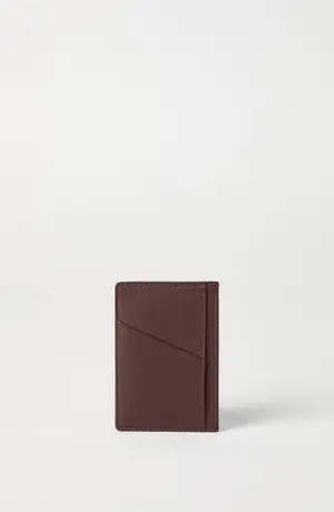 Brunello Cucinelli Calfskin Card Case - Brown