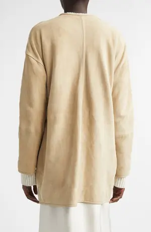 Loulou De Saison Waren Oval Goatskin Suede Coat - Beige