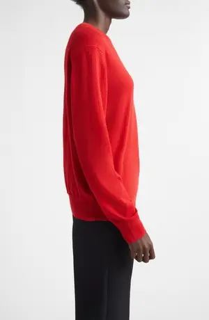 Loulou De Saison Ditto Fine Knit Cashmere Crewneck Sweater - Red