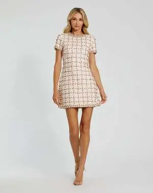 Mac Duggal Rhinestone And Pearl Embellished Mini Dress