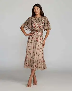 Floral Flutter Sleeve Midi Dresses