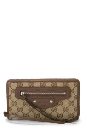 Balenciaga X Gucci Canvas Hacker Neo Classic Zip Around Wallet - Brown