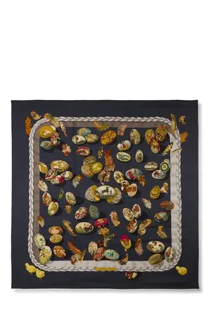 Hermès Multicolor 'couvee D Silk Scarf 90 - Grey
