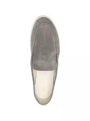 Brunello Cucinelli Chevron-effect Suede Loafers - Grey