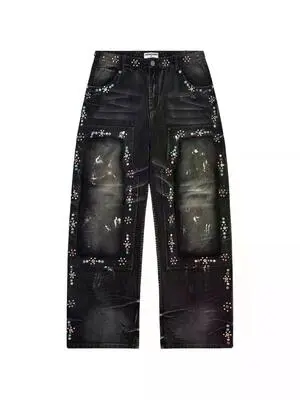 VALE FOREVER Floral Embellished Wide Leg Trousers