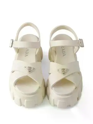 Prada Monolith Rubber Sandals With Enamelled Metal Logo