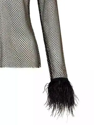Camilla Feather Embellished Mesh Top