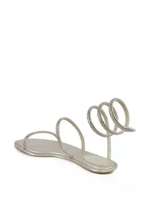 Rene Caovilla Rhinestone Embellished Spiral Sandals - Neutrals