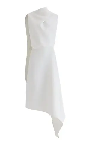 Maticevski Prosper Asymmetrical Draped Midi Dress - White