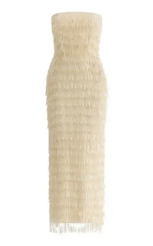 Maticevski Marigold Fringed Midi Dress - White