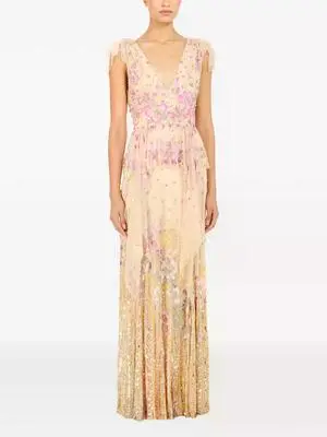 Jenny Packham Floral Sequin-embellished Gown