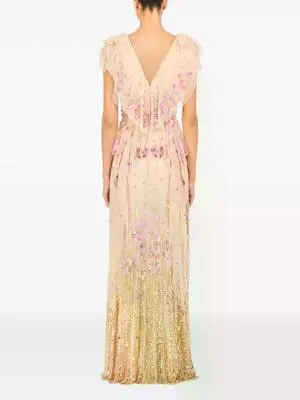 Jenny Packham Floral Sequin-embellished Gown