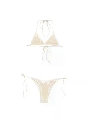 Oseree Sequin-embellished Bikini - Neutrals