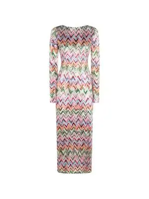 Missoni Missoni Zigzag Lace Motif Long-Sleeved Dress Multicolour