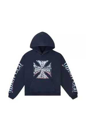 GODSPEED Chrome Motto Navy Wash Hoodie - Blue
