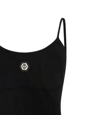 Philipp Plein Crystal Hexagon Ribbed Mini Dress
