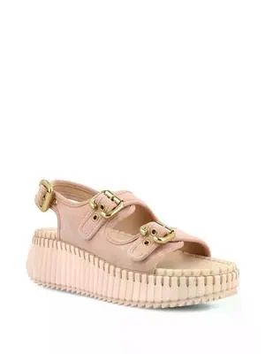 Chloé Buckle Platform Sandals Pink