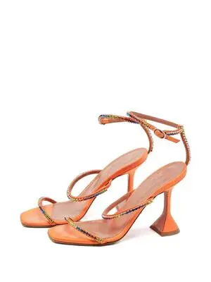 Amina Muaddi Satin Crystal Embellished Sandals