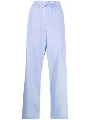 TEKLA Drawstring Poplin Pajama Bottoms - Blue