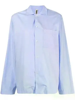 TEKLA Poplin Pajama Shirt - Blue