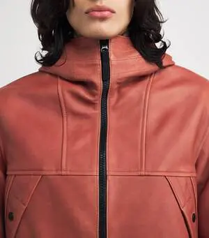 Stone Island Hooded Leather Jacket