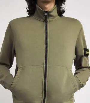 Stone Island Organic Cotton Zip-up Sweatshirt - Green
