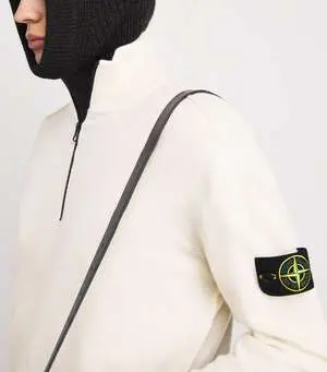 Stone Island Virgin Wool Quarter-zip Sweatshirt - Ivory