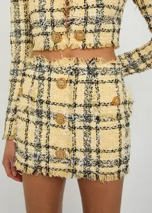 Balmain Checked Tweed Mini Skirt - Multicoloured