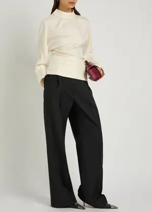RÓHE Drawstring Straight-leg Wool-blend Trousers - Black