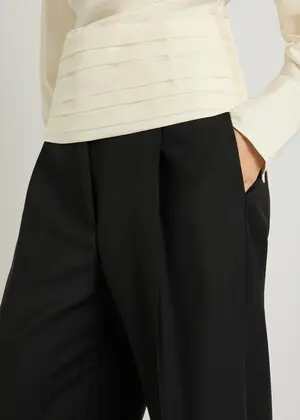 RÓHE Drawstring Straight-leg Wool-blend Trousers - Black