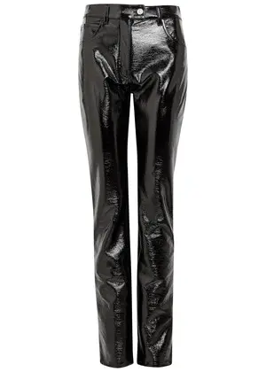 COURREGES Reedition Crinkled Vinyl Trousers - Black