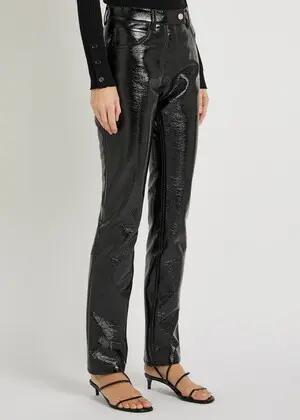 COURREGES Reedition Crinkled Vinyl Trousers - Black