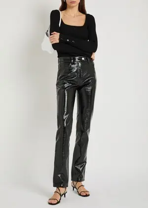 COURREGES Reedition Crinkled Vinyl Trousers - Black